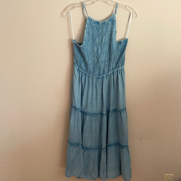 Sim & Sam | Dresses | Sim And Sam Blue Chambray Scrunched Halter Dress ...